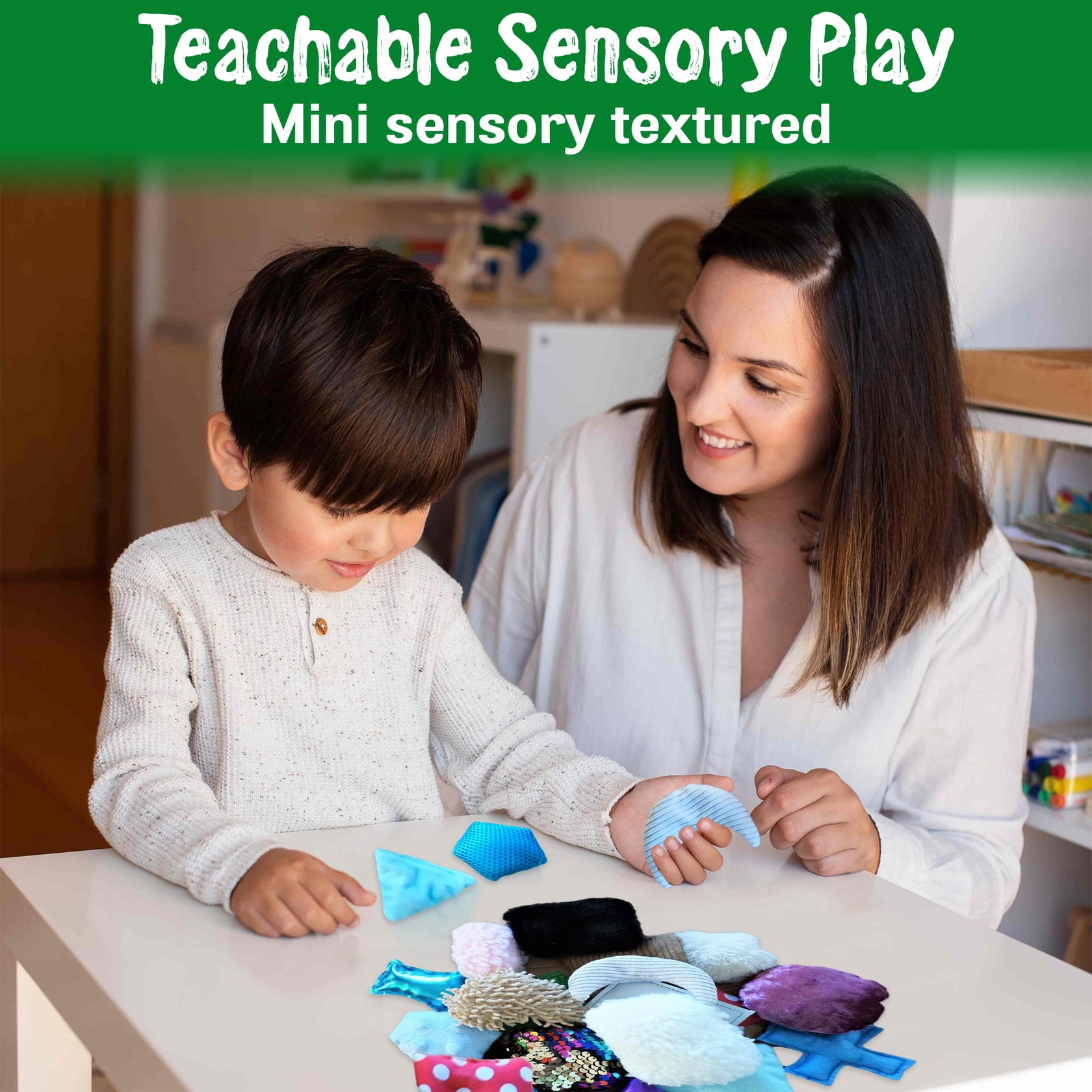 Sensory Tiles Bag - 20 Textured Kids Sensory Toys for Tactile Explorat ...